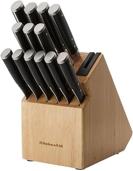 Amazon.com: KitchenAid Forged Triple Riveted Knife Block Set with Built ...