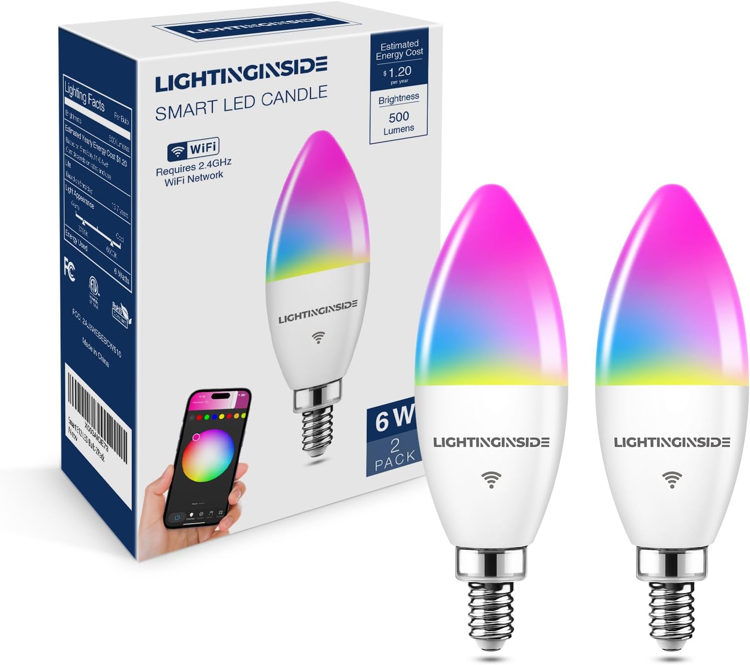 Feit Electric Smart LED Candle Wifi Bulb, Works with Alexa or Google ...