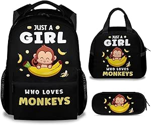 Amazon.com: MEETUHONEY School Backpack Set for Girls, Kids Monkey ...