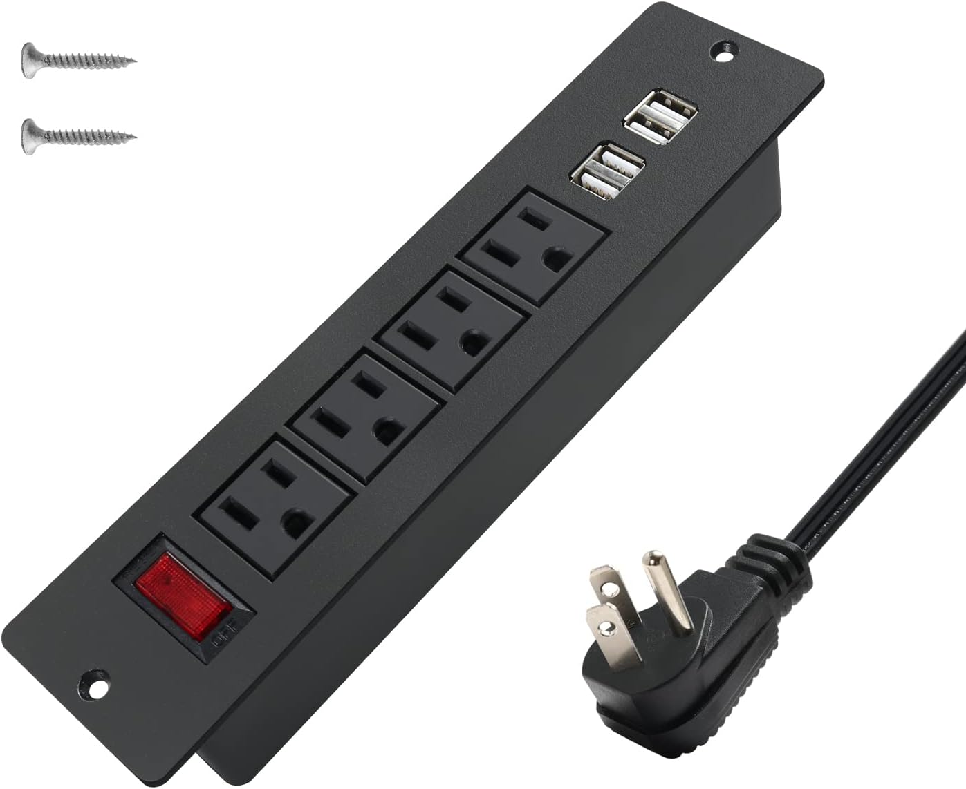 Amazon.com: Recessed Power Strip with USB Ports Flat Plug Extension ...