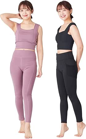Amazon.co.jp: [Pallo] 美シルエットヨガウェア くすみカラー 組み合わせ自由 ヨガブラ ヨガパンツ ポケット付き ハイウエスト 美尻 (【ヨガパンツ】ピンク, S ...