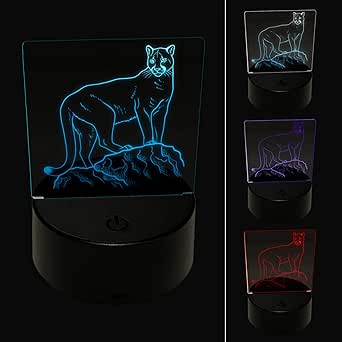 Sniggle Sloth Proud Cougar Mountain Lion Puma 3D Illusion LED Night ...