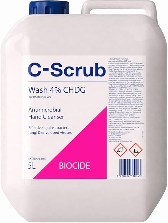 C-Scrub Wash CHG 4% | 5 Litre | Hand, Skin Cleanser : Amazon.co.uk: Beauty