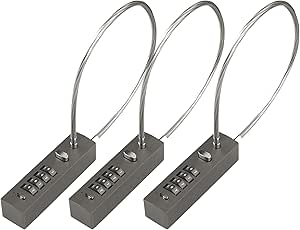 Cable Locks, 3 Pack Cabinet Handle Padlock, Steel Cable Rope 4-Digit ...