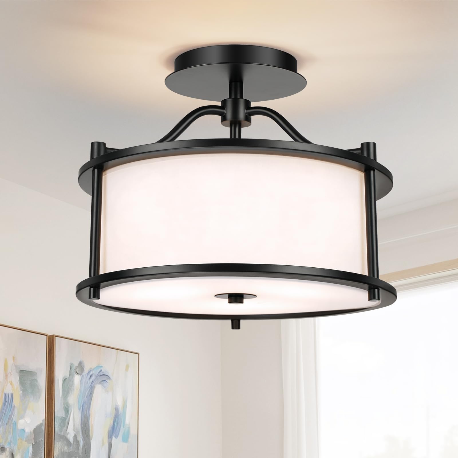 FRIDEKO HOME 3-Light Semi Flush Mount Ceiling Light Fixture - Hallway ...