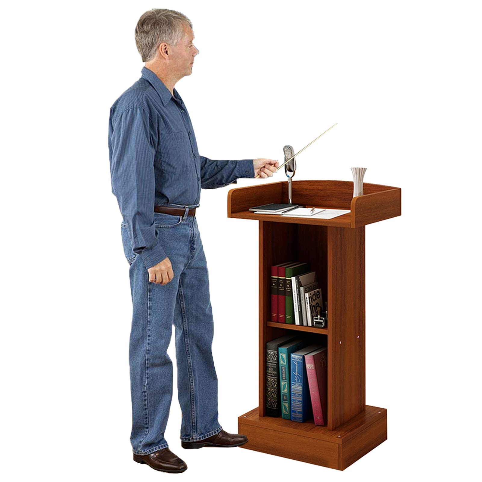 Buy Lectern Podium Stand for School Church, Brown Lecture Podium with ...