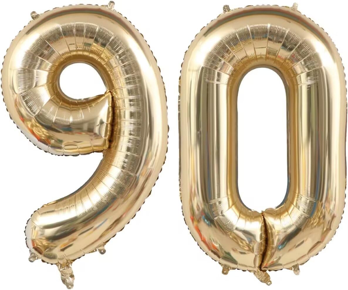 Amazon.com: Light Gold 90 Balloon Numbers, 40 Inch Large 90th Birthday ...