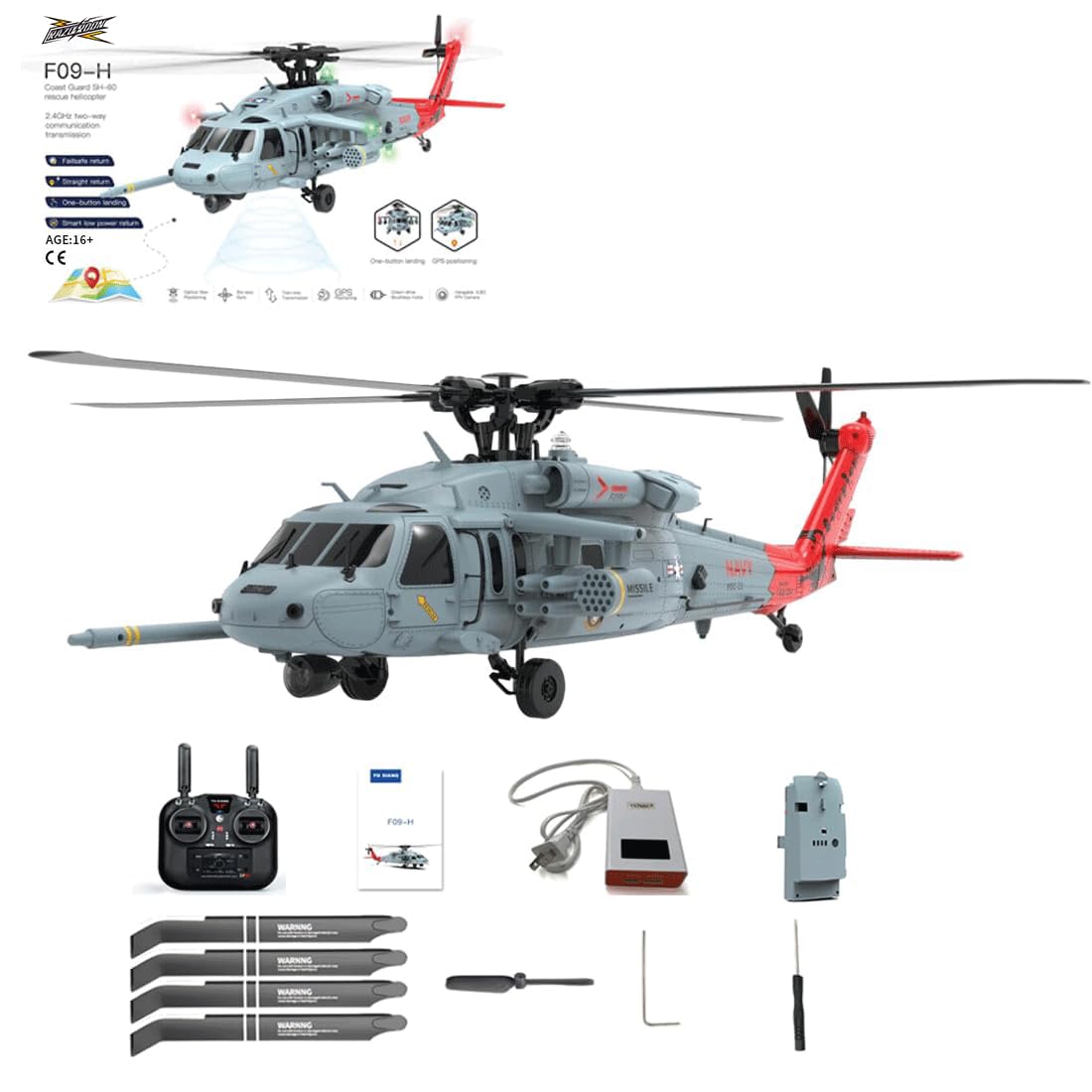 Amazon.com: Razordon 1/47 Scale RC Helicopter, F09-H SH60 Seahawk 2.4G ...