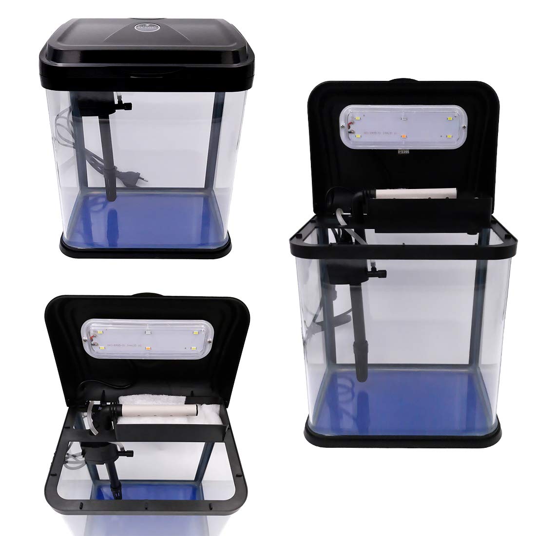RS Electrical Mini Desktop Moulded Glass Small Fish Aquarium Tank with ...