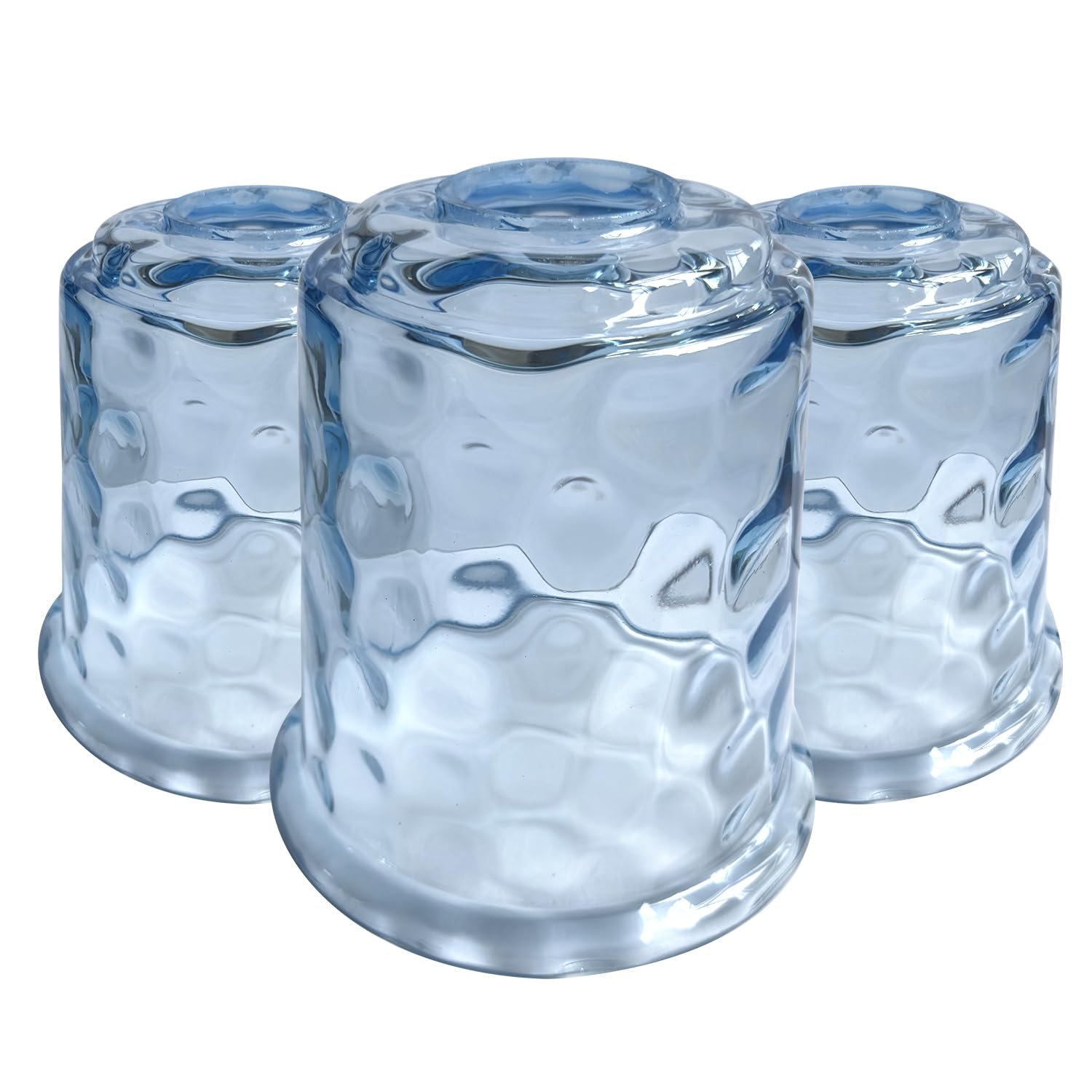 Lucidce 3 Pack Blue Hammer Glass Light Covers, Bell Shaped Glass Lamp ...