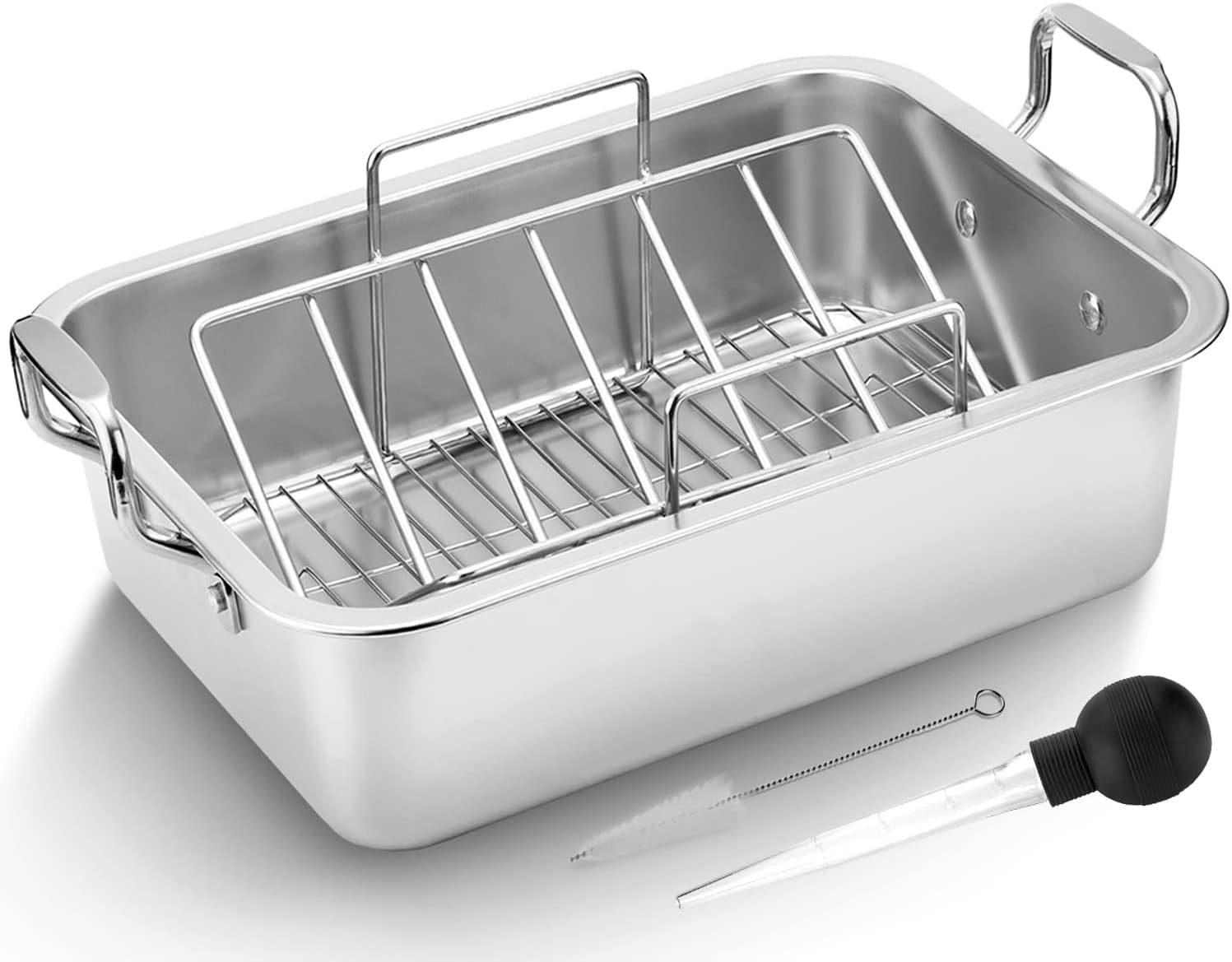 Amazon.com: 16” Roaster Roasting Pan with Baking Rack and V-shaped Rack ...