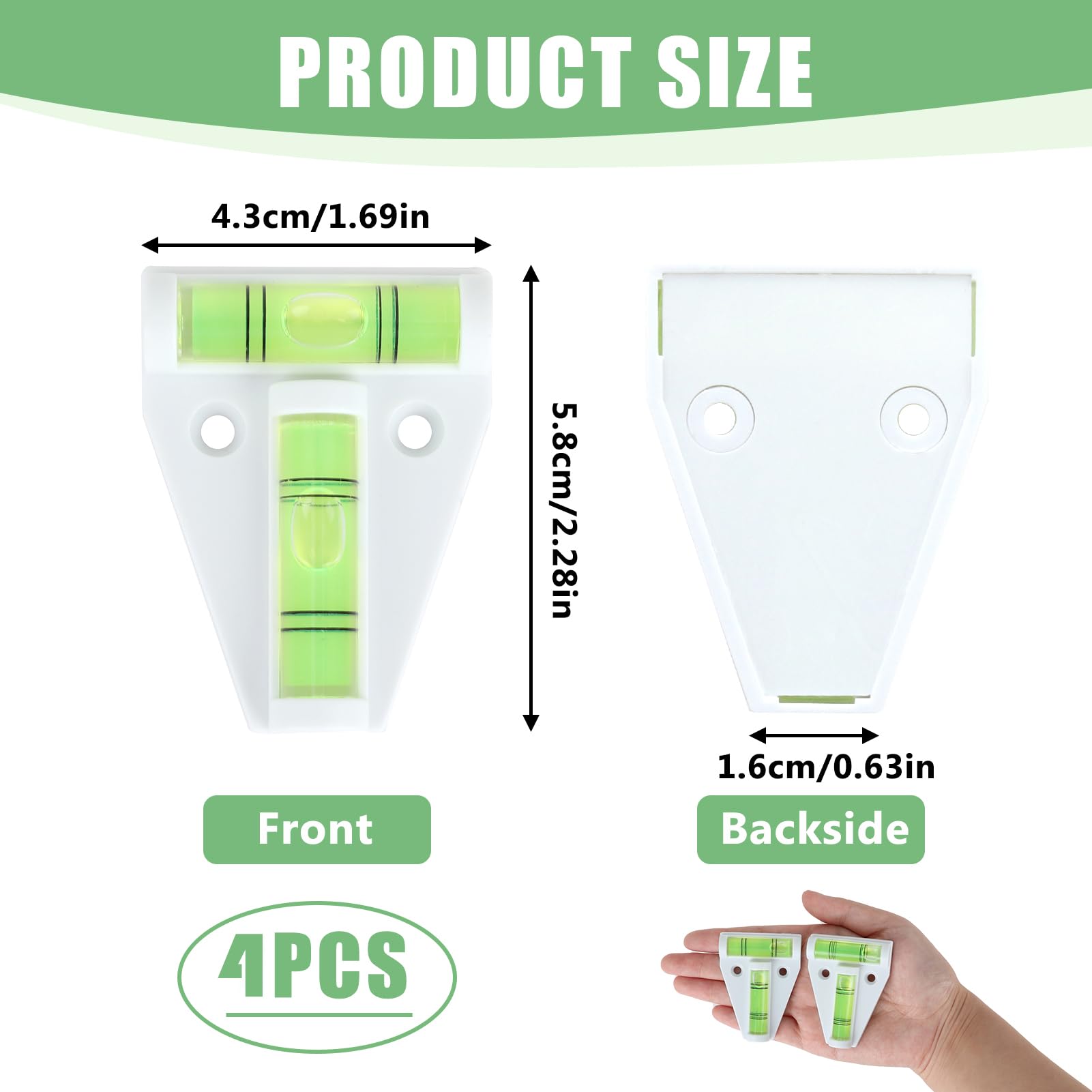 4 Pcs T Type Spirit Level, 2 Way Bubble Leveling Device Small Cross ...