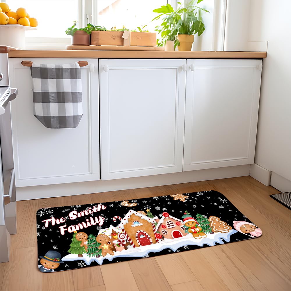 Amazon.com: CHILLGEN Christmas Kitchen Mat Gingerbread - Merry ...