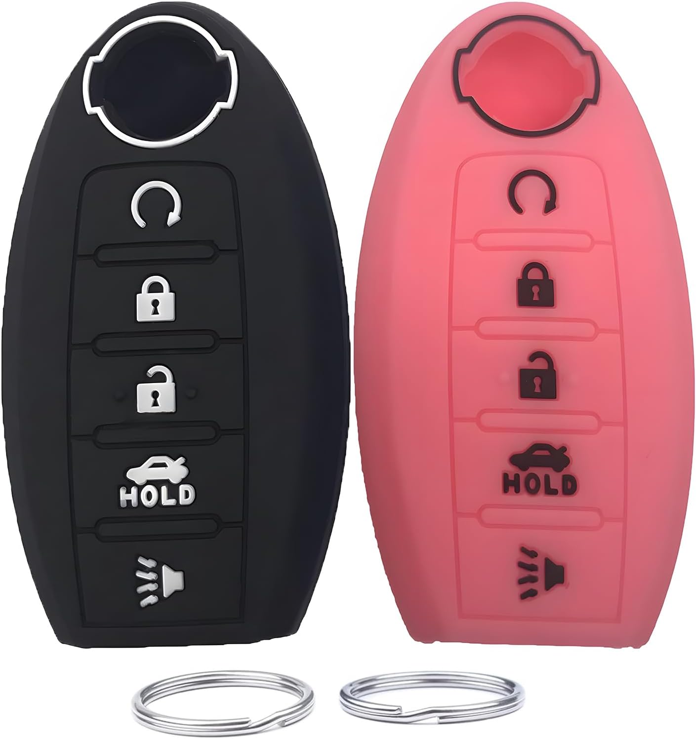 Amazon.com: KAWIHEN Silicone Key Fob Cover Fit for Nissan 5 Button ...