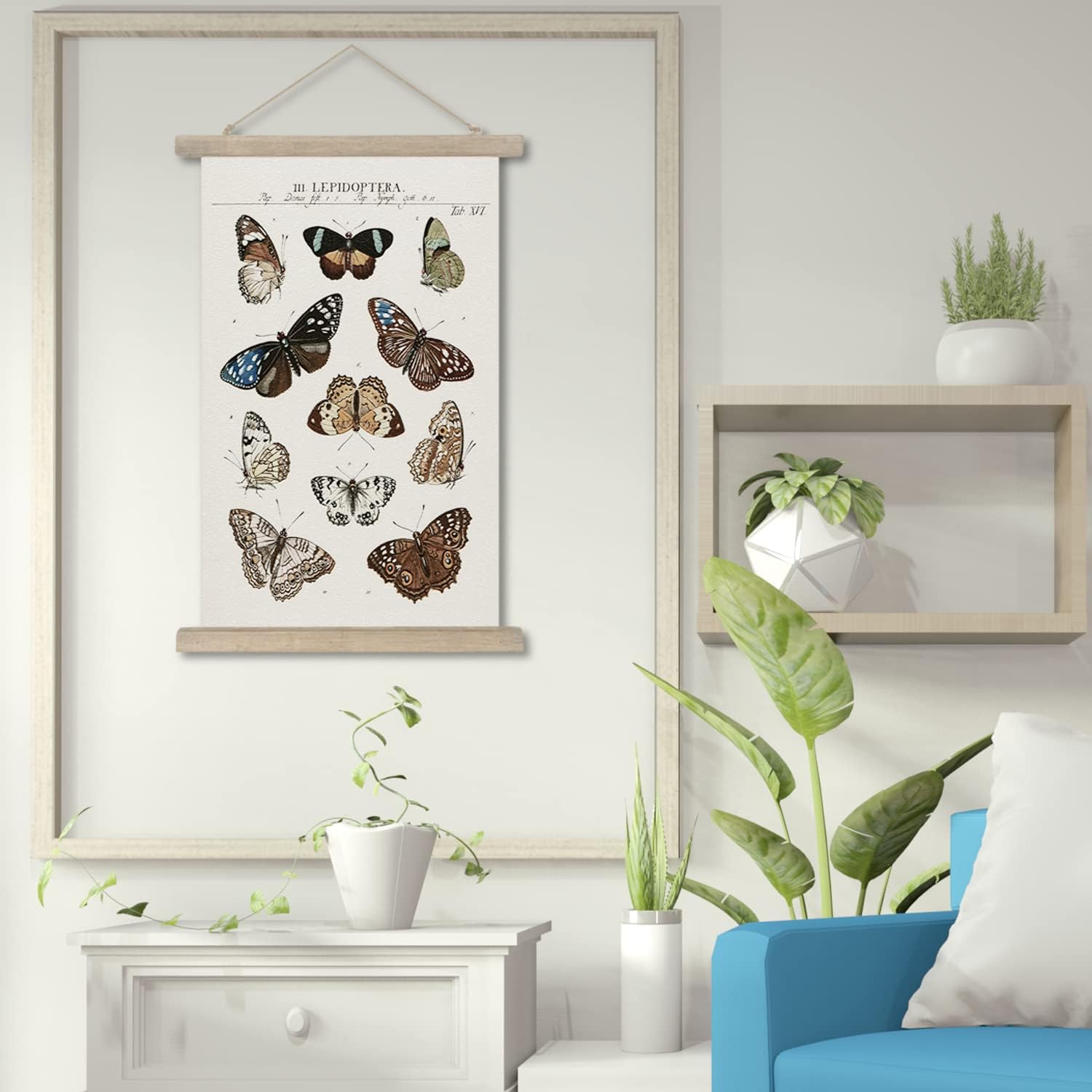 Condinas Póster vintage de mariposa, póster ilustrativo, con marco de ...