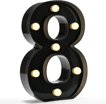 Pooqla Decorative Led Light Up Number Letters, Black Plastic Marquee ...