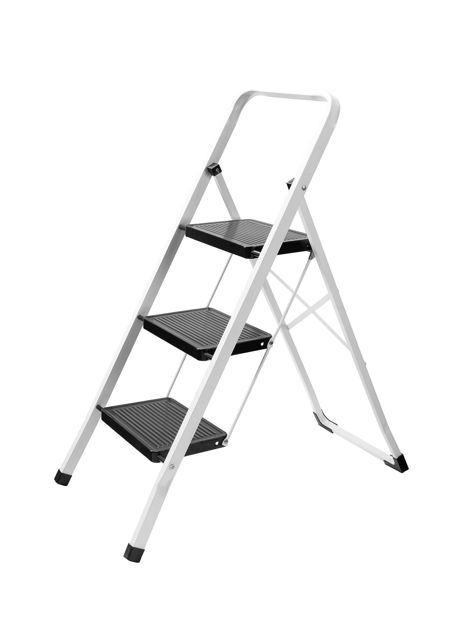 APKIP 3-Step Folding Ladder，Portable Steel Step Stool with Non-Slip ...