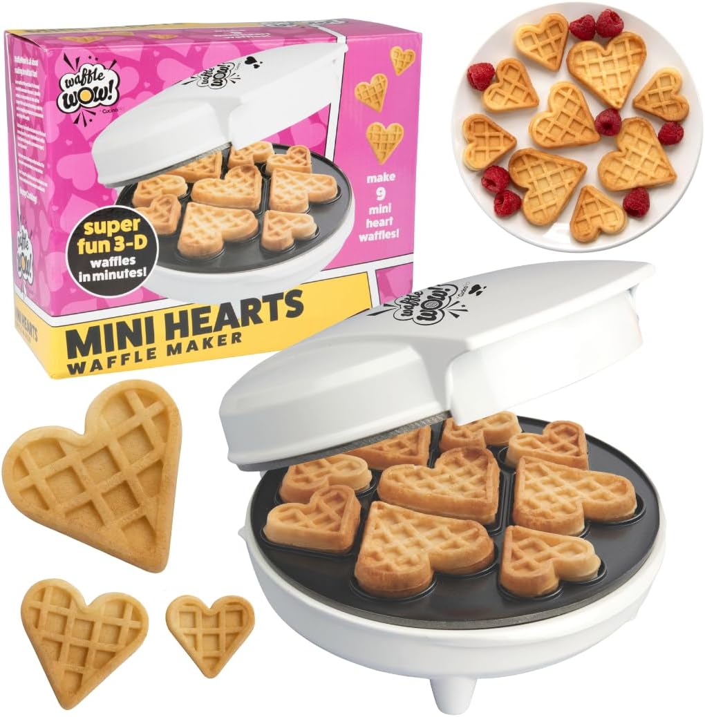 Amazon.com: Mini Hearts Waffle Maker- Make 9 Heart Shaped Waffles ...