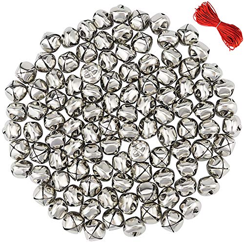 Outuxed 100Pcs 1 Inch Silver Jingle Bells Christmas Craft Bells for ...