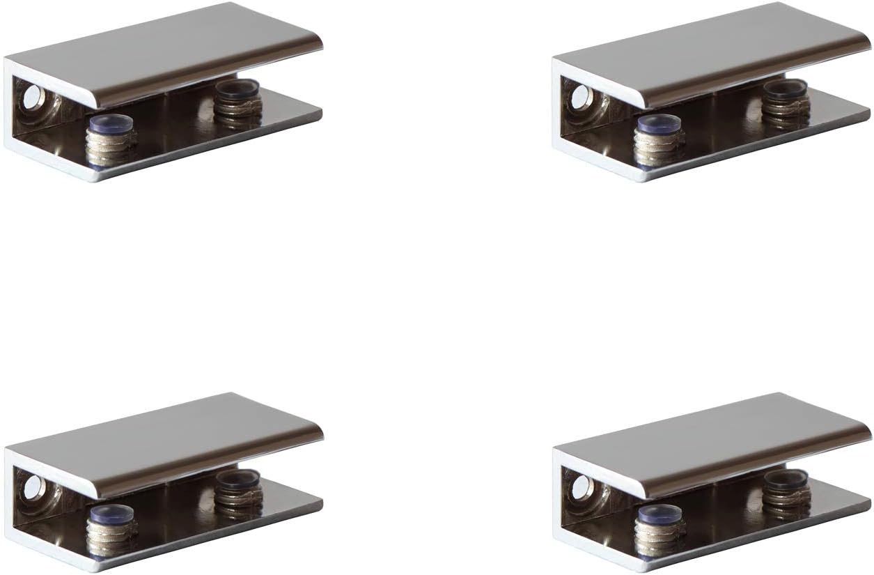Glass Shelf Brackets Rectangular Shelf Clips Metal Clamps Chrome Wall ...