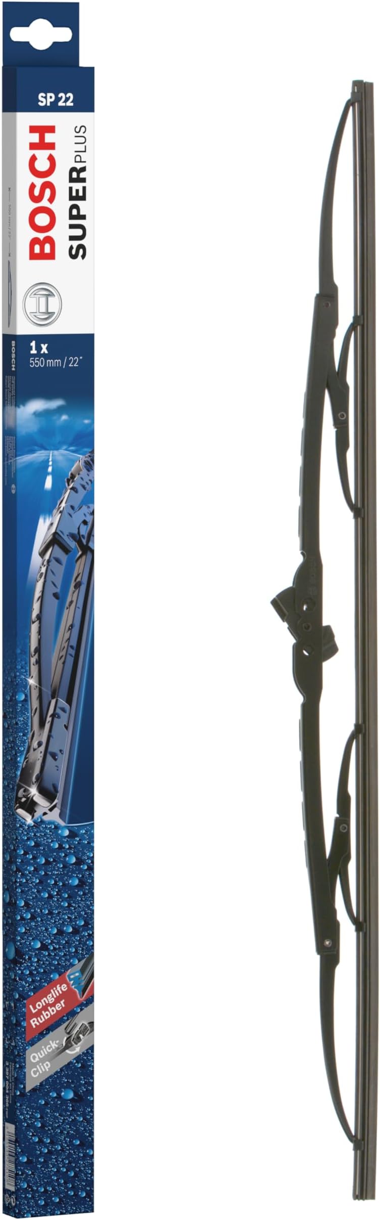 Bosch Wiper Blade Super Plus SP22, Length: 550mm − Single Front Wiper ...