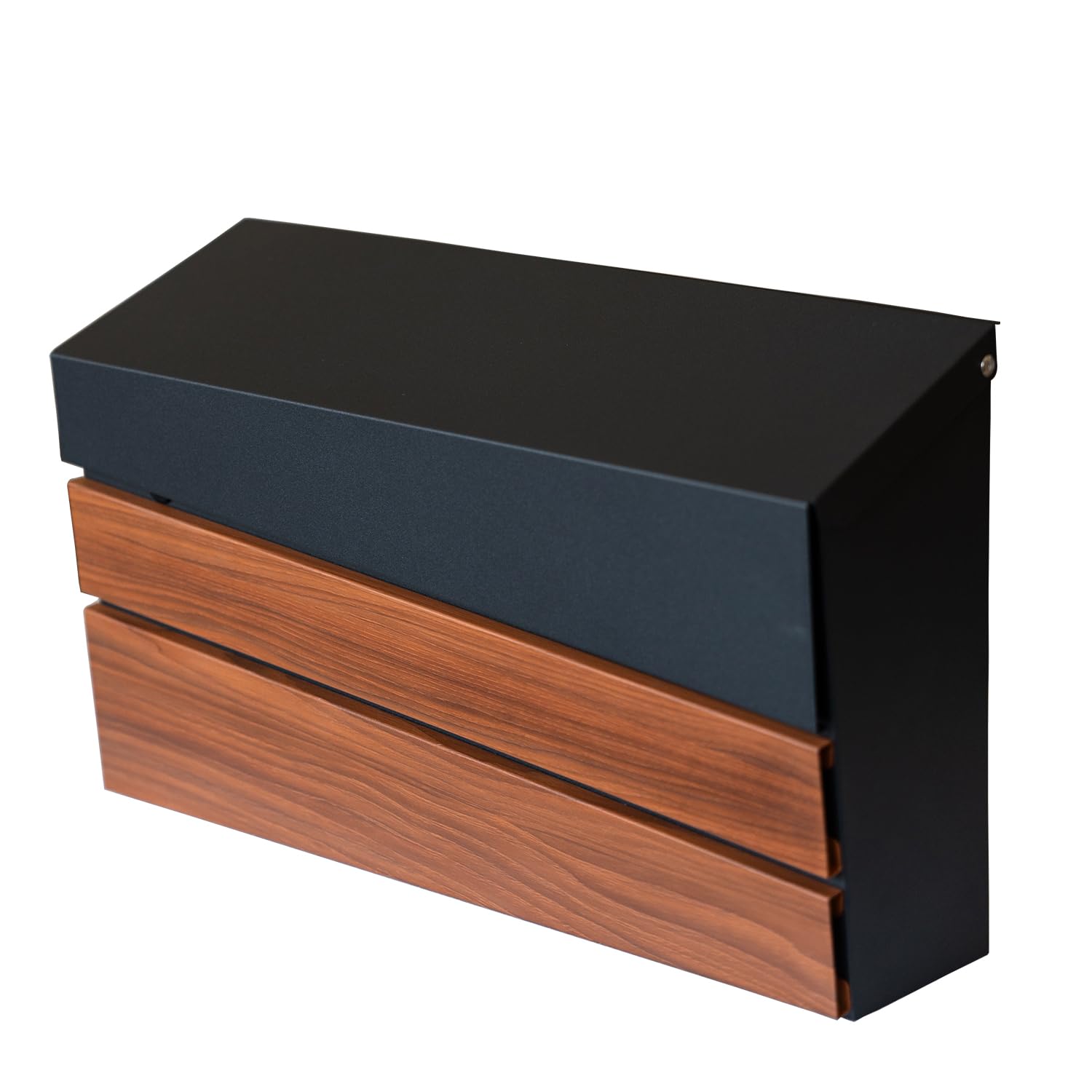 xhlokk Wall-Mount Mailbox, Walnut Wood Panel, Rust Resistant Large ...