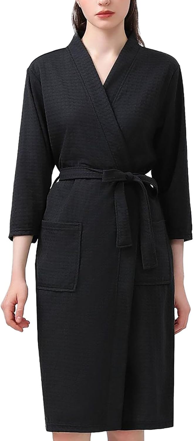 Women's Lightweight Waffle Weave Robes Soft Comfortable Bathrobe Kimono ...