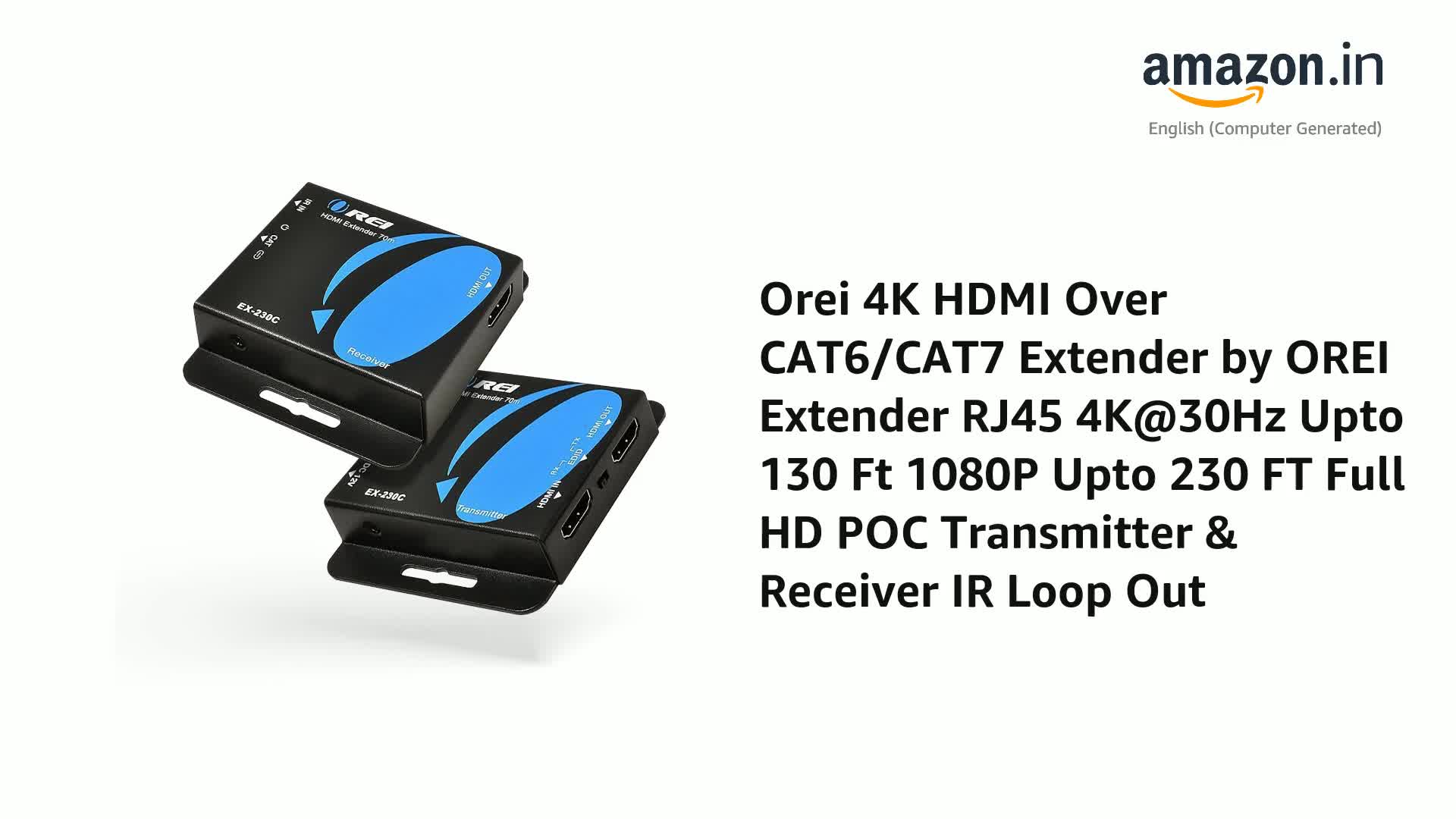 Hdmi Over Ethernet OREI 4K Extender - 164ft Range With IR & Loop Out ...