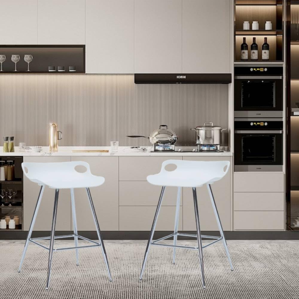Bar Stools Set of 2 - White Bar Stools Modern Counter Height Bar Stools ...
