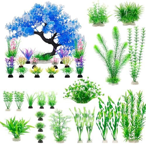Amazon.com: MyLifeUNIT Fish Tank Plants, 35 Pack Artificial Tall ...