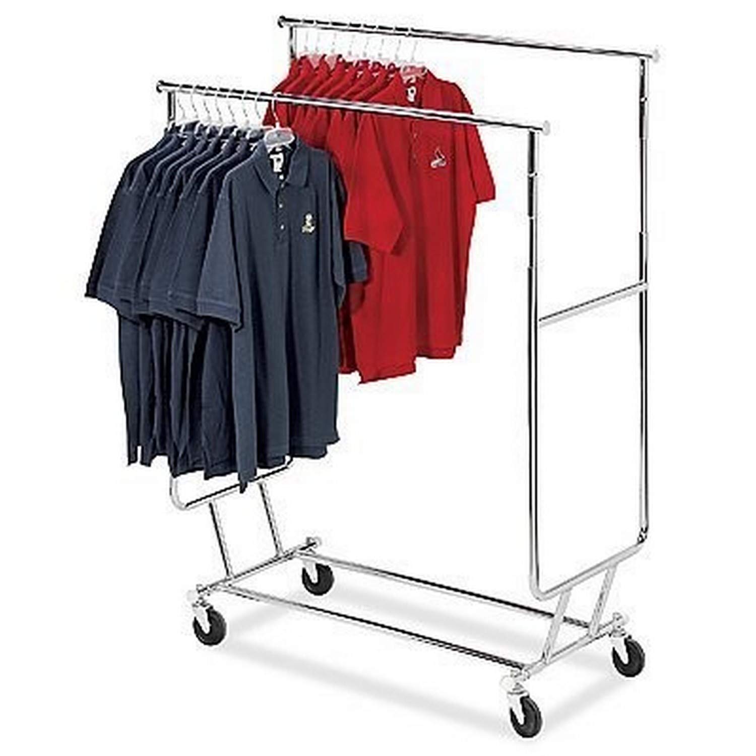 Amazon.com: Deluxe Double Rail Commercial Collapsible Rolling Rack ...