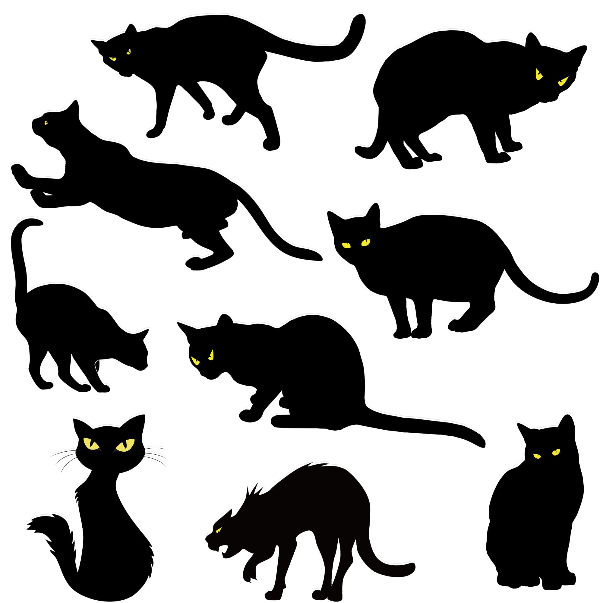 Amazon.com: Lucleag 45PCS Halloween Black Cat Cutouts for Halloween ...