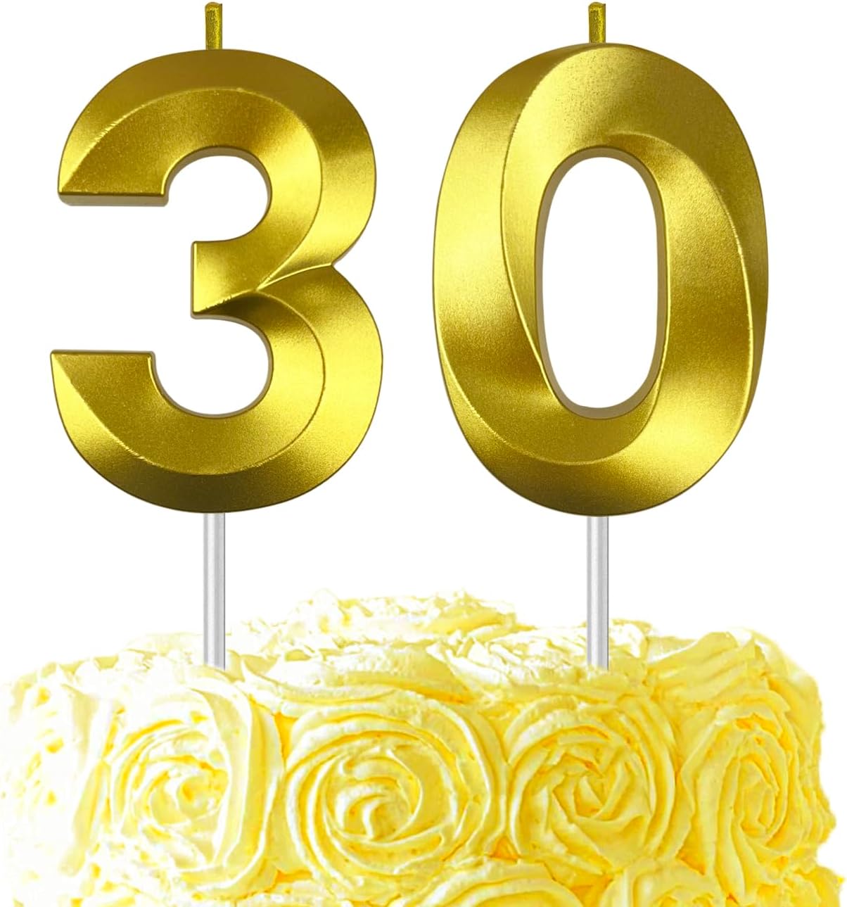 Amazon.com: Gold Number 30 Candles, 3D Diamond 2.76 Inch Cake Topper ...