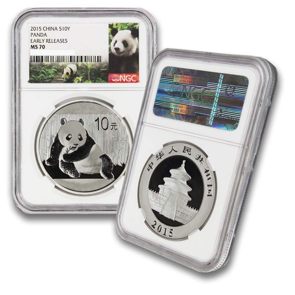 2015 CN 1oz Chinese Silver Panda Coin 10Yn MS70 NGC Early Releases ...