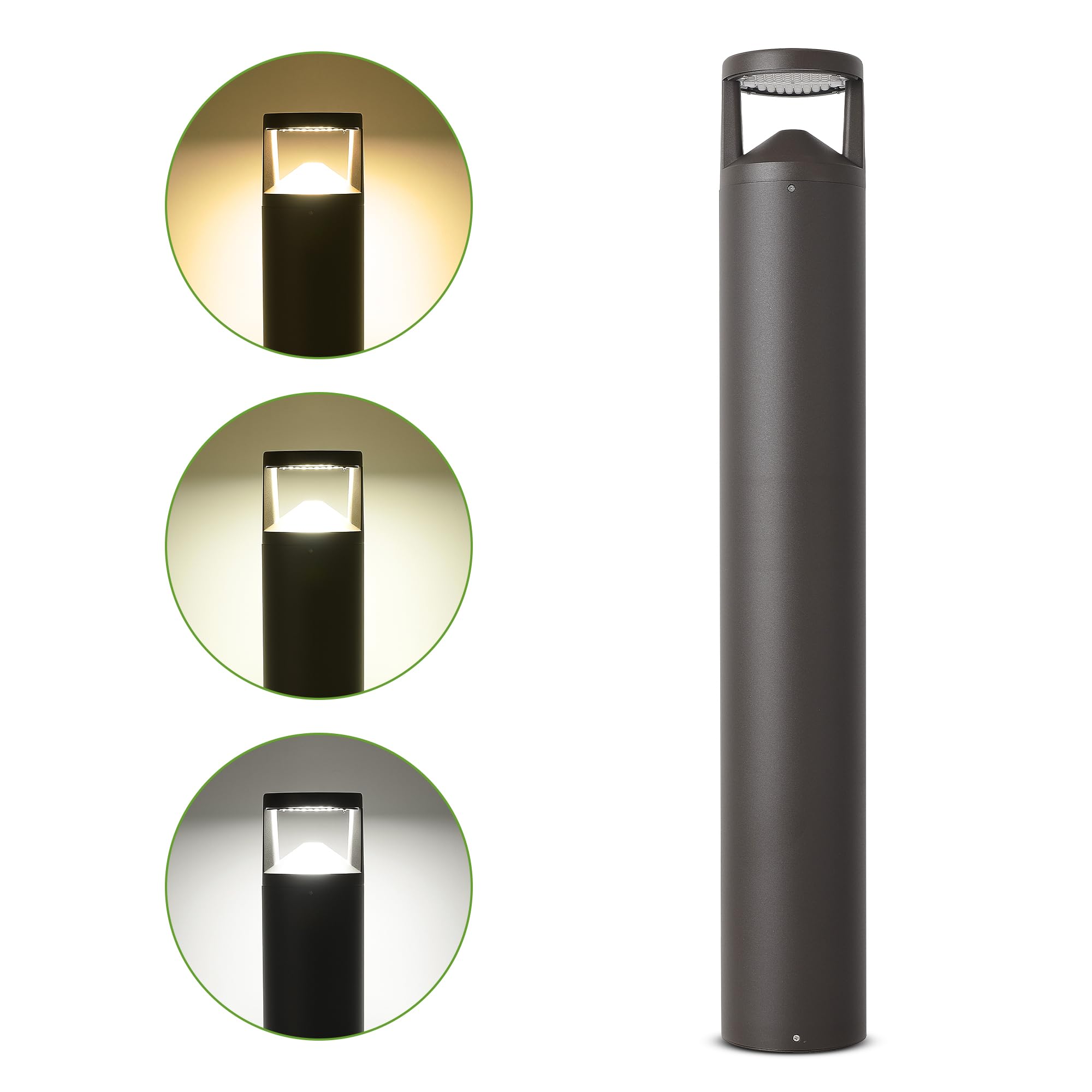 LED Bollard Landscape Light, 42inch 24W 3CCT 30K/40K/50K Selectable ...