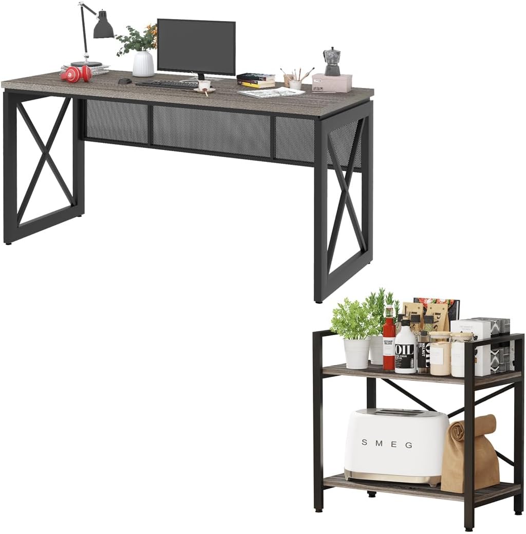Amazon.com: BON AUGURE Sturdy Metal Writing Work Desk for Home Office ...