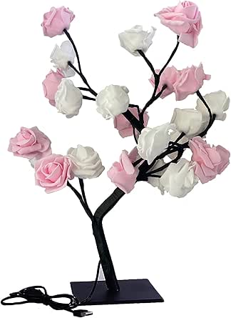 Amazon.com: CDQL Rose Tree Lamp,Flower Lamp Tabletop Bonsai Tree Light ...
