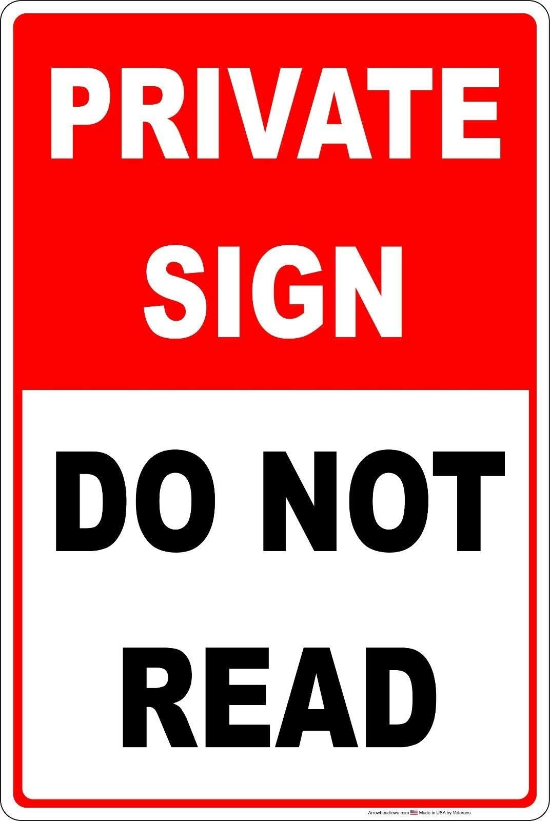 Amazon.com: KDLY Private Sign Do Not Read Funny Sign Tin Metal Sign 12 ...