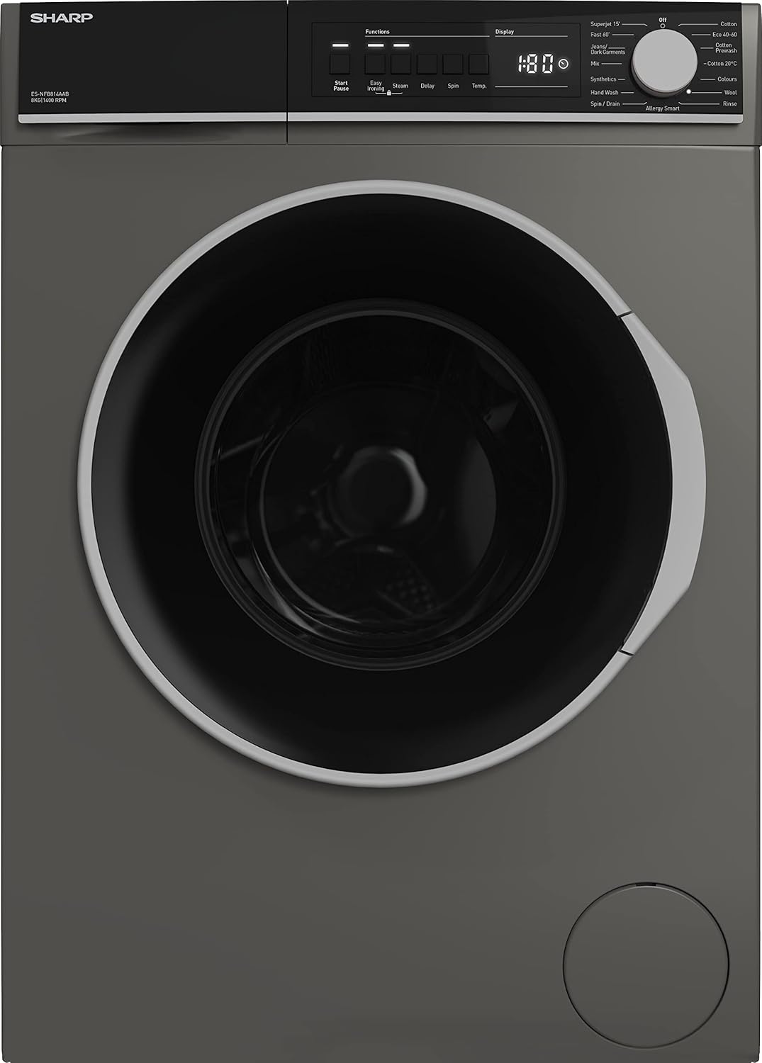 Sharp ES-NFB814AAB 8kg Washing Machine with 1400 rpm - Graphite - B ...