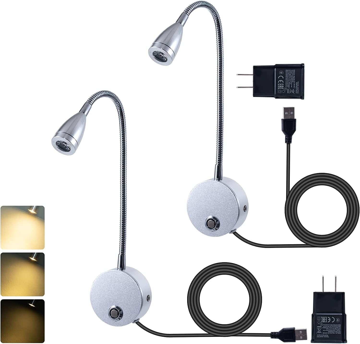 LED Wall Mount Reading Lighting, 3W LED Book Light for Reading in Bed ...