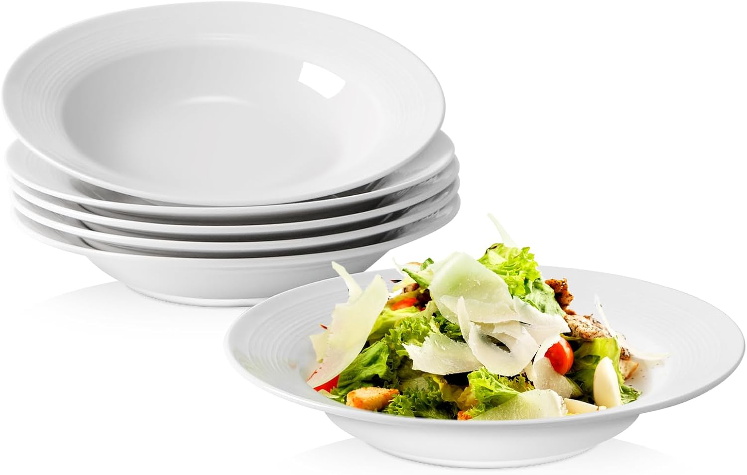NUTRIUPS 8.5'' Soup Plates Set of 6, 250ml, Wide Rimmed Soup Bowls - 8 ...