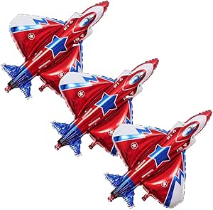 3PCS Fighter Jet Airplane Ballons Cartoon Flying Party Birthday Foil ...