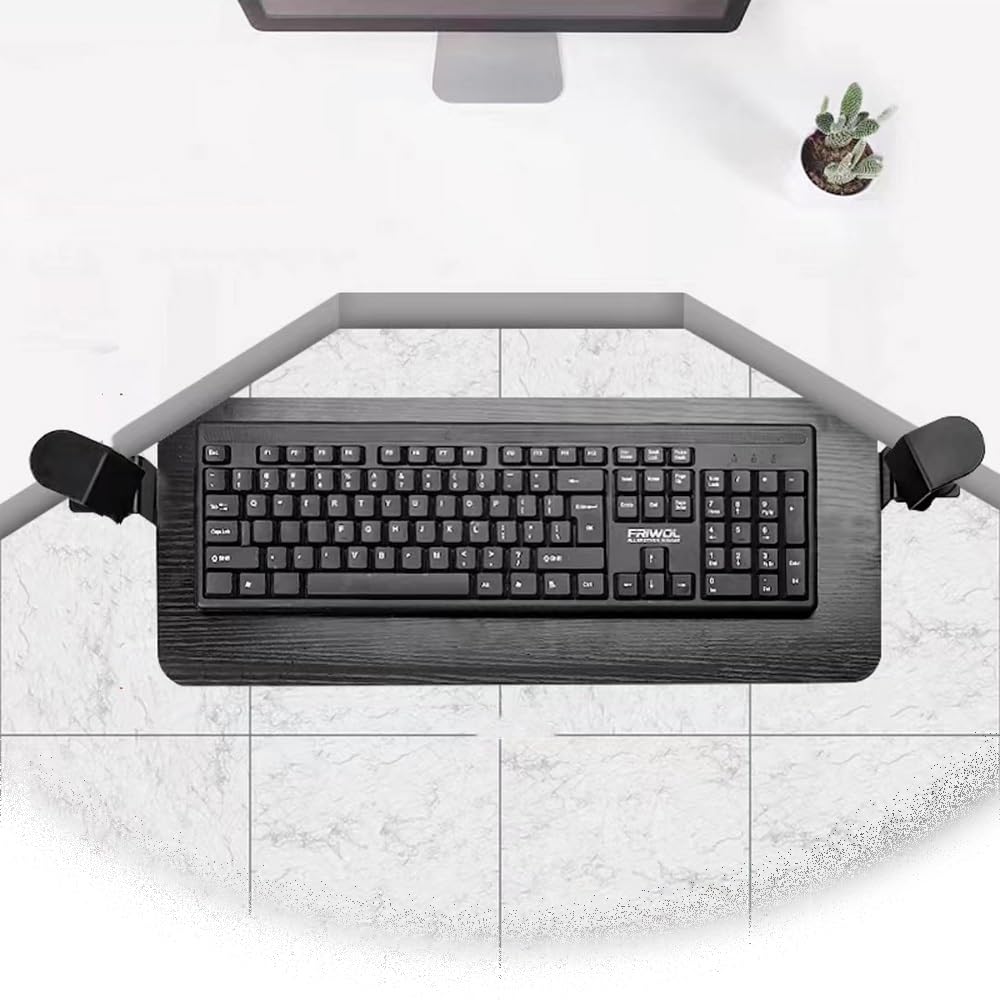 Amazon.com: BERWDUXA Corner Desk Keyboard Drawer with Swivel Clamps ...