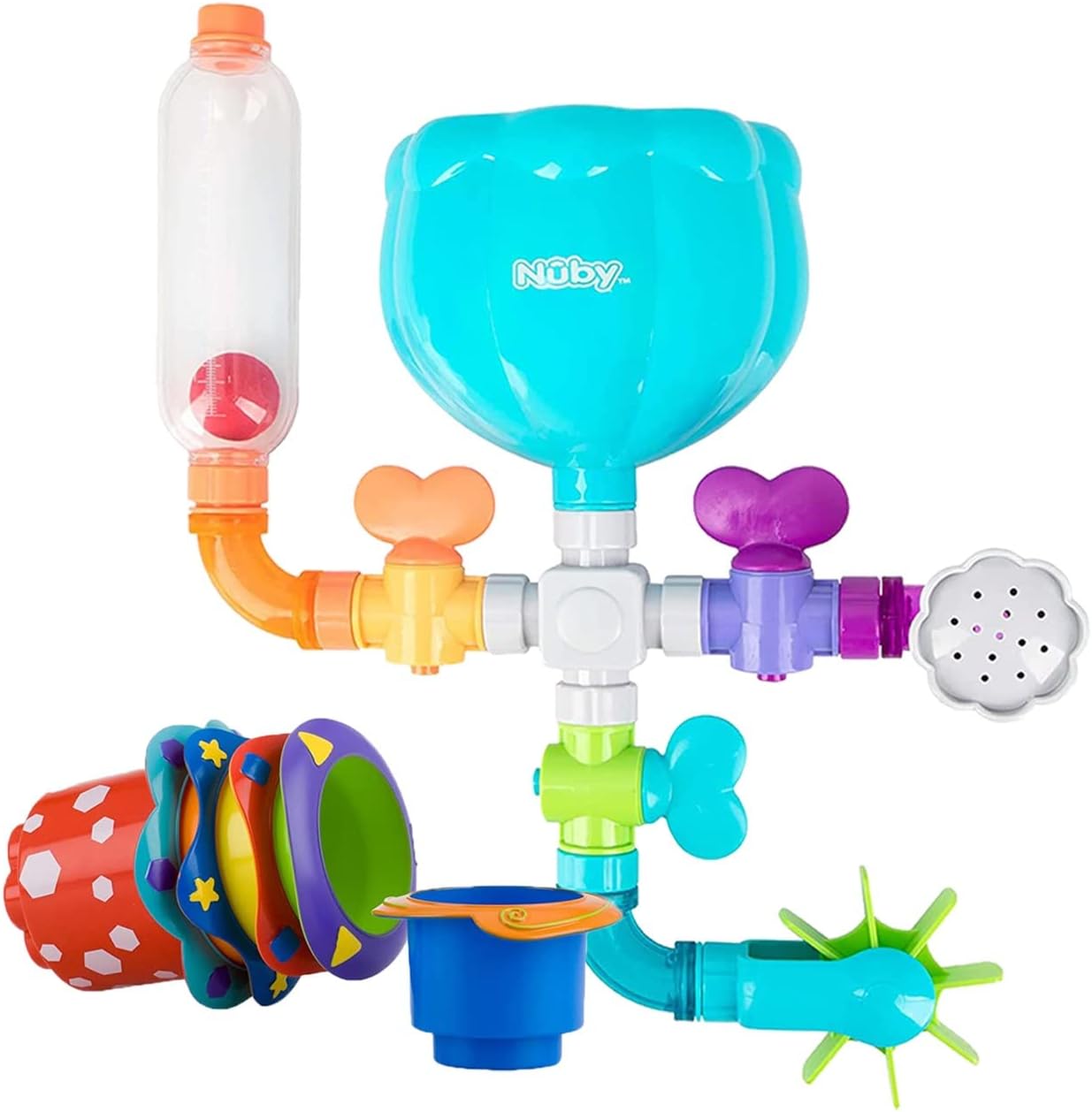 Amazon.com : Nuby Splish Splash Cups and Wacky Waterworks Pipes Bath ...