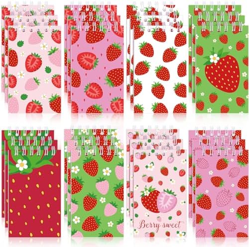 Amazon.com : Cholemy 24 Pcs Strawberry Small Notebooks Bulk Strawberry ...