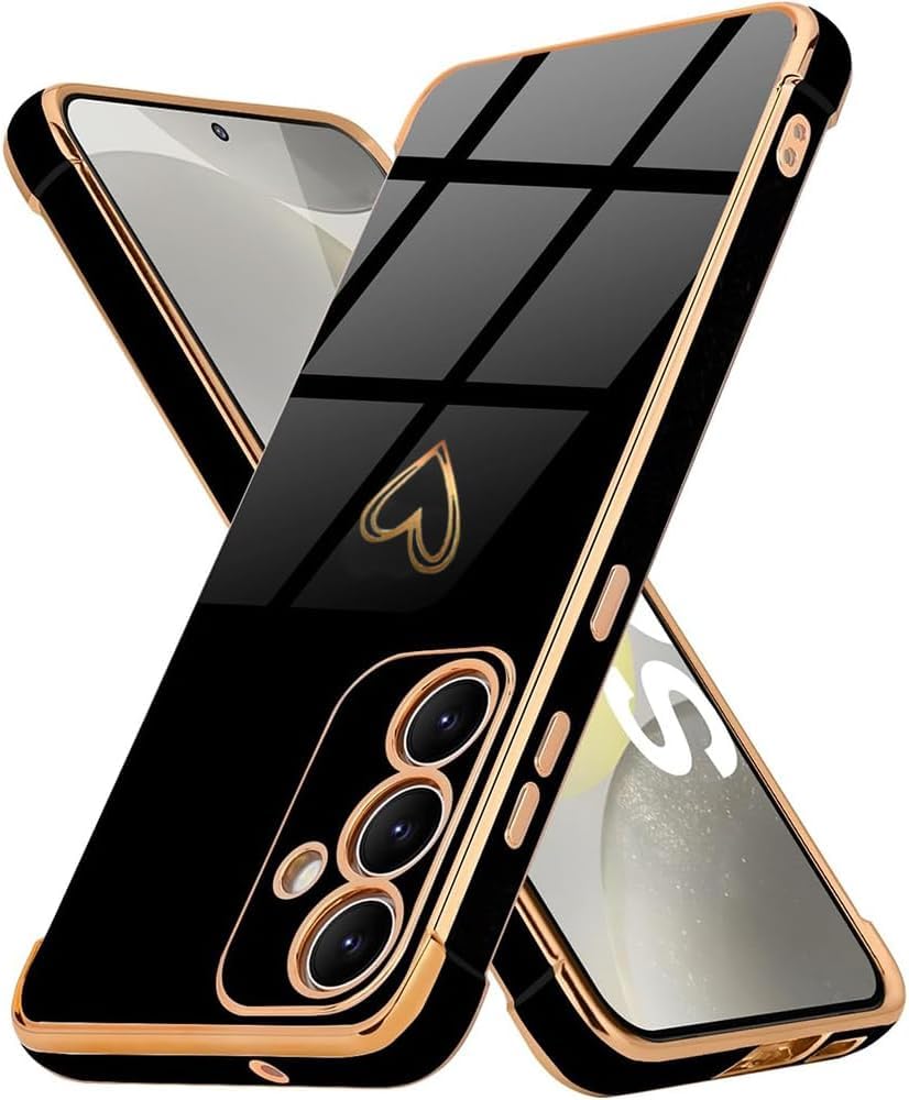 CaseLover Handyhülle für Samsung Galaxy S24 FE Hülle, Gold Herz Muster Mädchen Galvanisierte ...