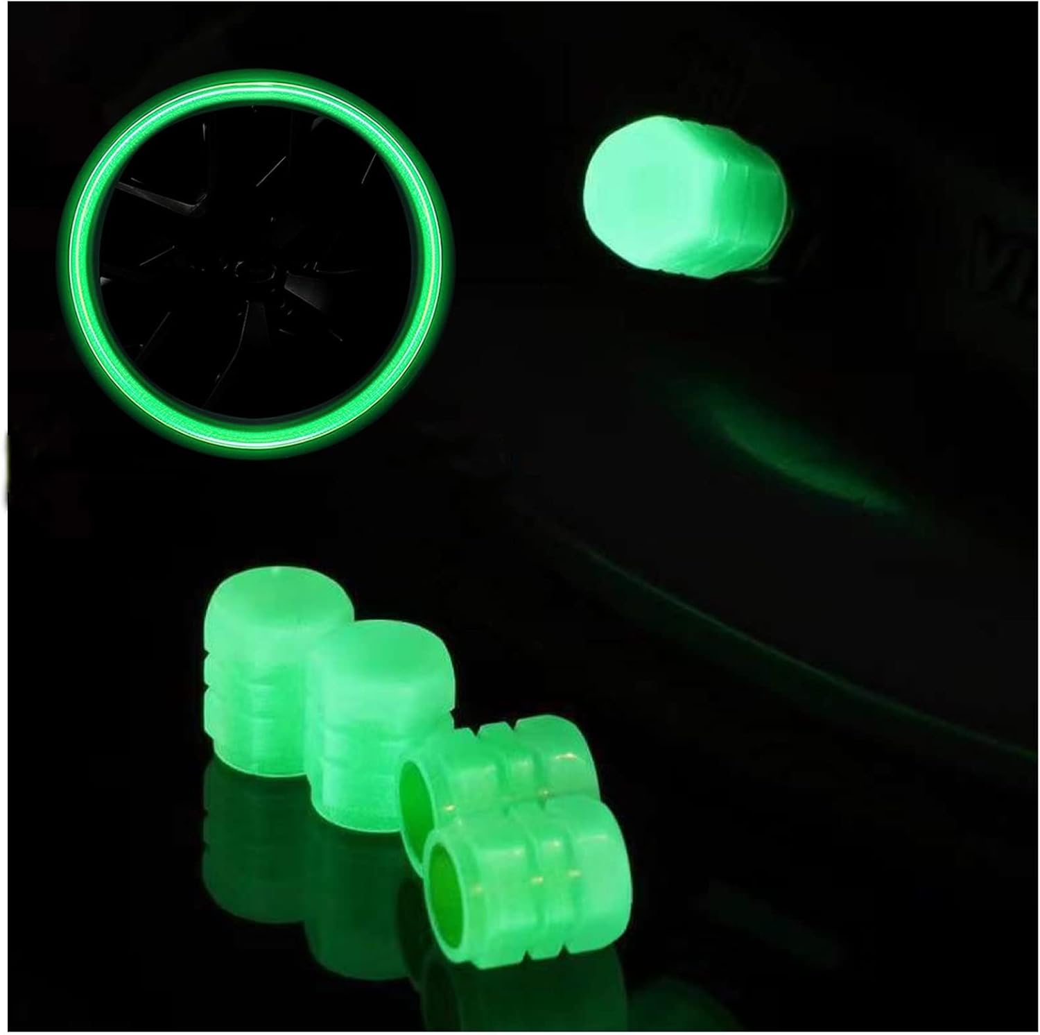 Amazon.com: Glow in The Dark Tire Valve Caps, Tire Valve Caps Light Up ...