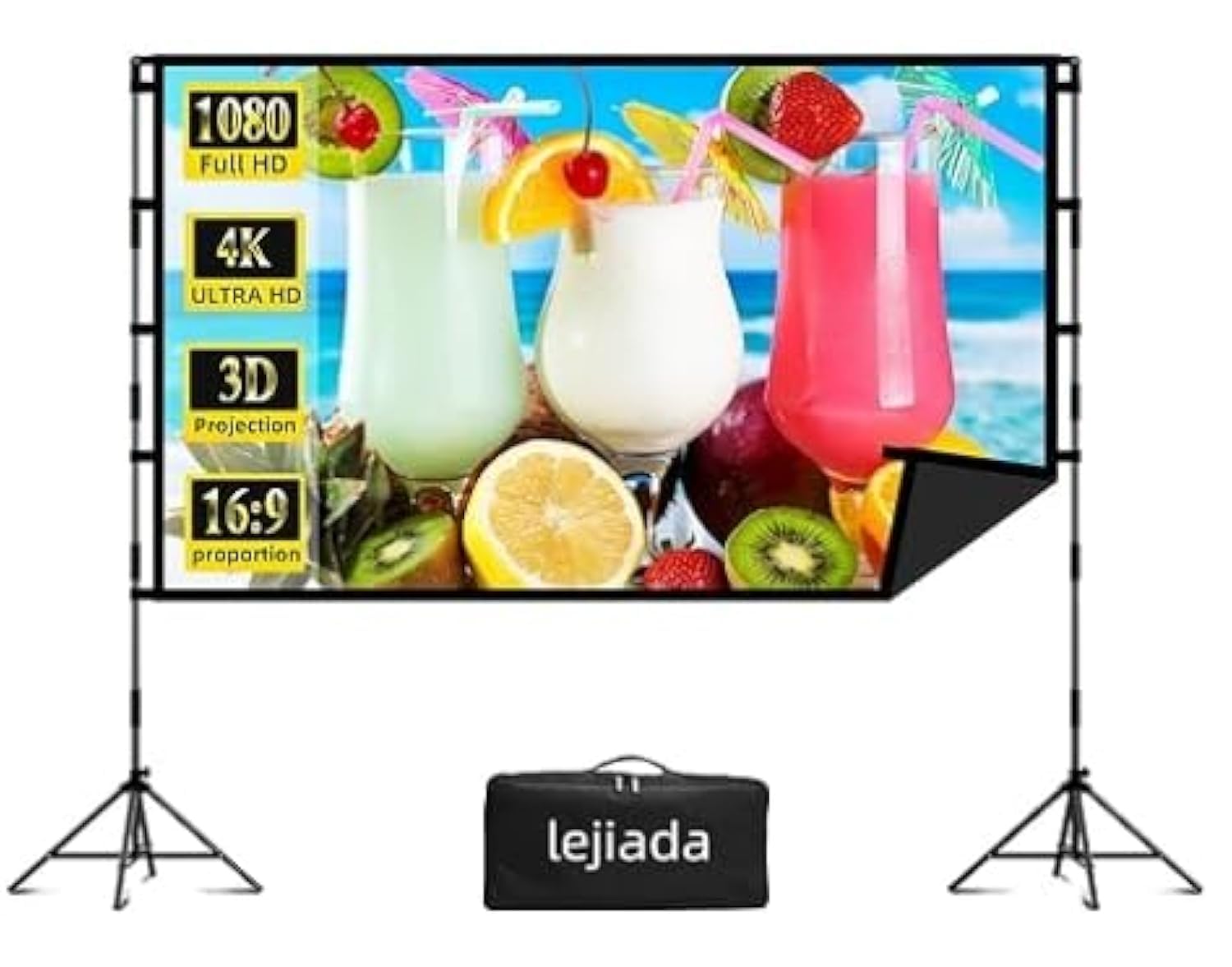 Amazon.com: Projector Screen and Stand,120 inch lejiada Black ...