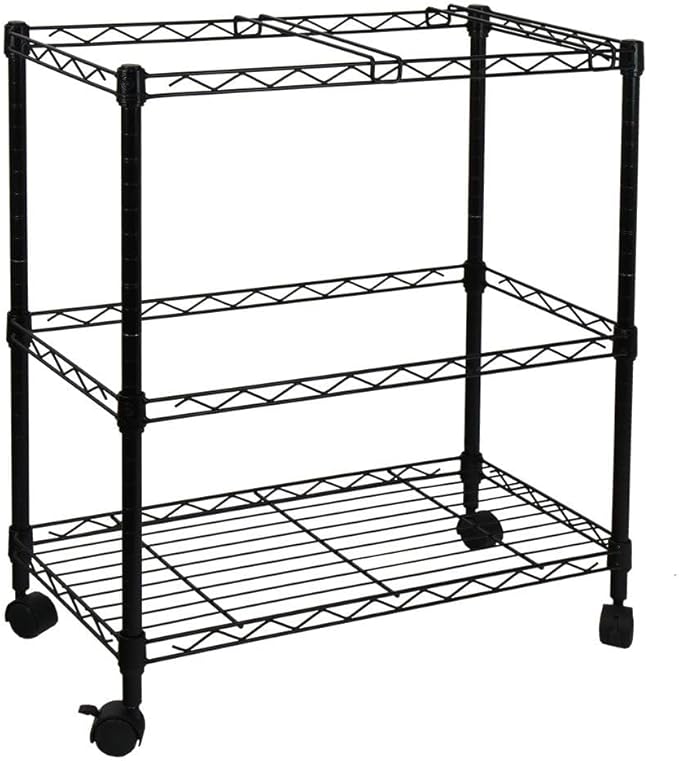 Amazon.com: Oceanstar Portable 2-Tier Metal Rolling File Cart, Black ...