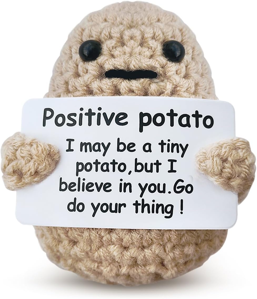 Mini Funny Positive Potato, Cute Wool Funny Knitted Positive Potato ...